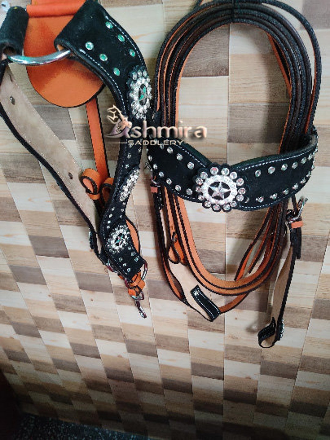 Western Leather Headstall With Breast Collar, Barrel Racing Headstall ...