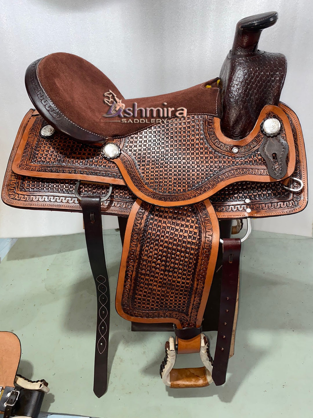 Western Hand Tooled Barrel Racing Saddle Tack, Premium Trail Pleasure ...
