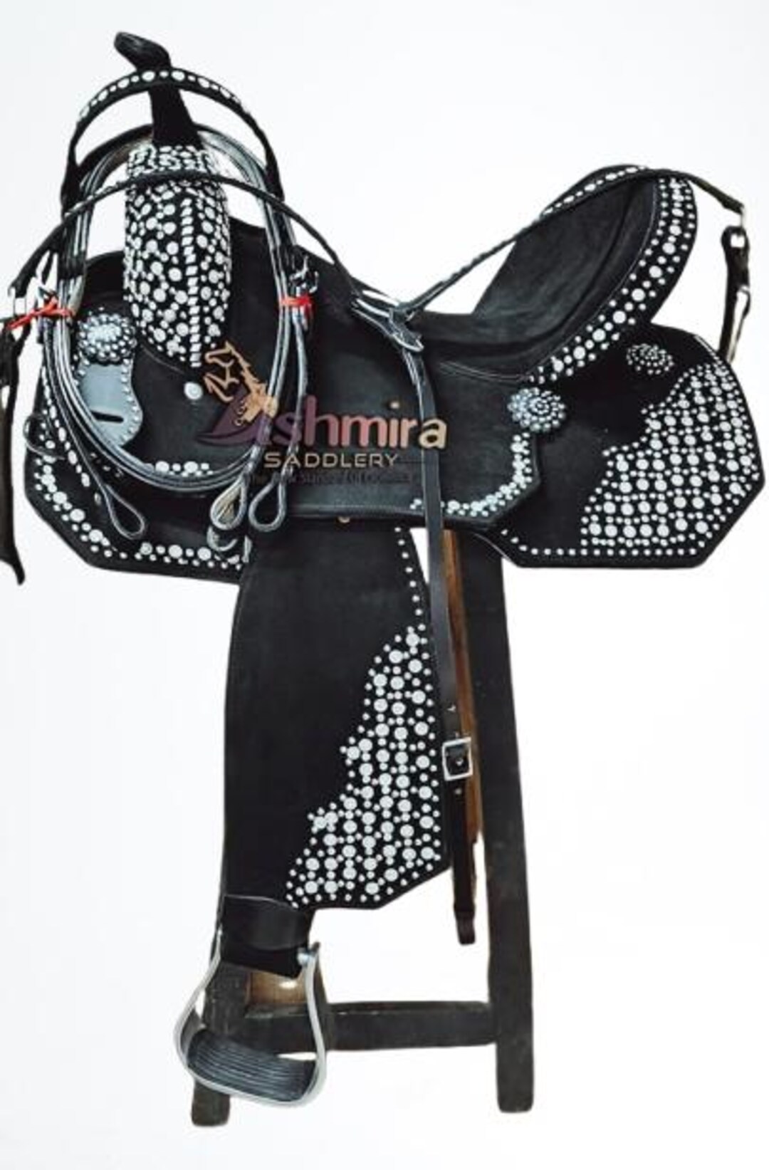 High Cantle Leather Western Barrel Horse Crystal Show Saddle, Trail ...
