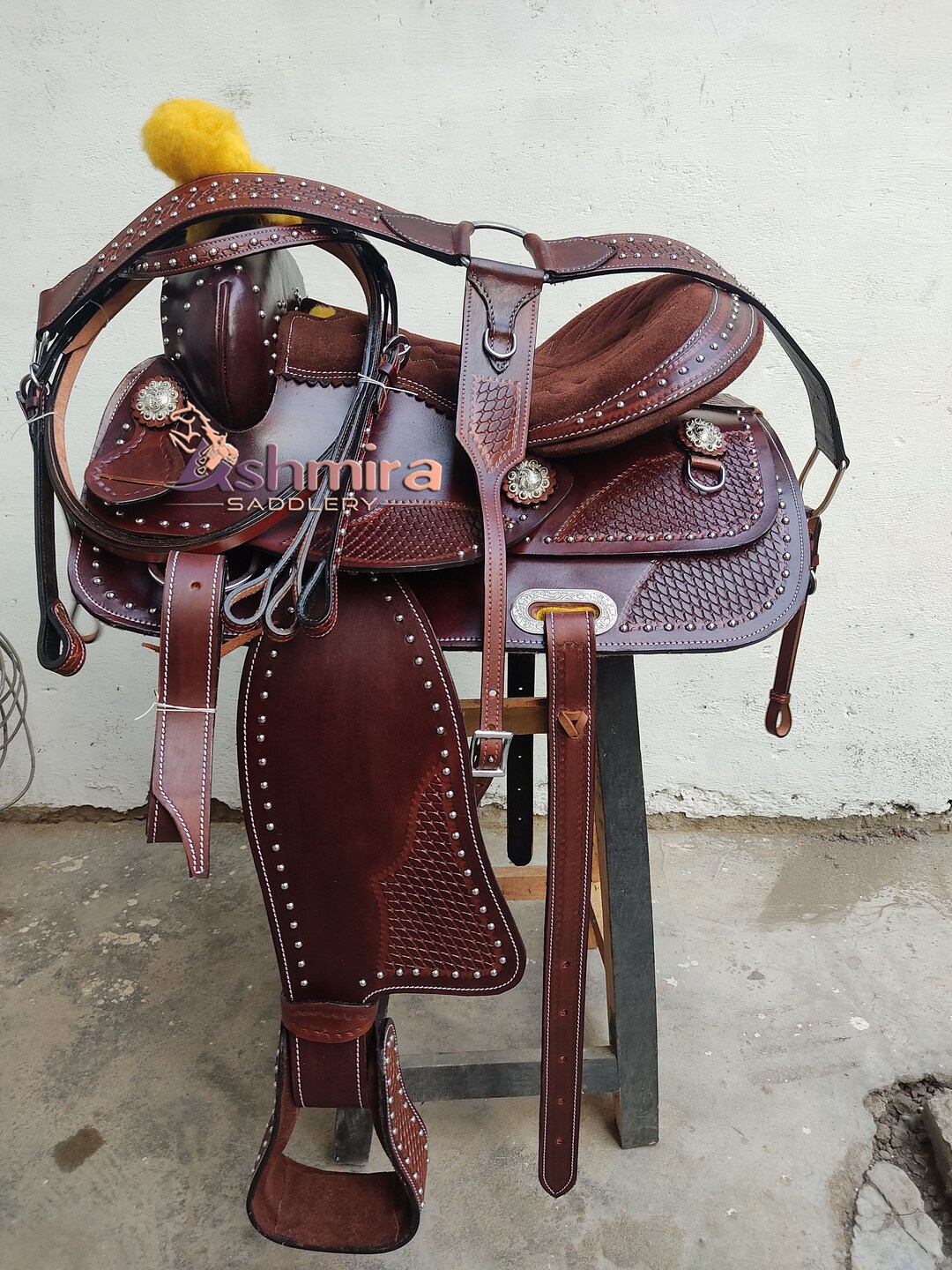 Hand Tooled Premium Western Barrel Racing Saddle Tack, Trail Pleasure ...