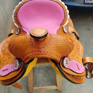 Western Pink Crystals Premium Leather Barrel Trail Pleasure Custom ...