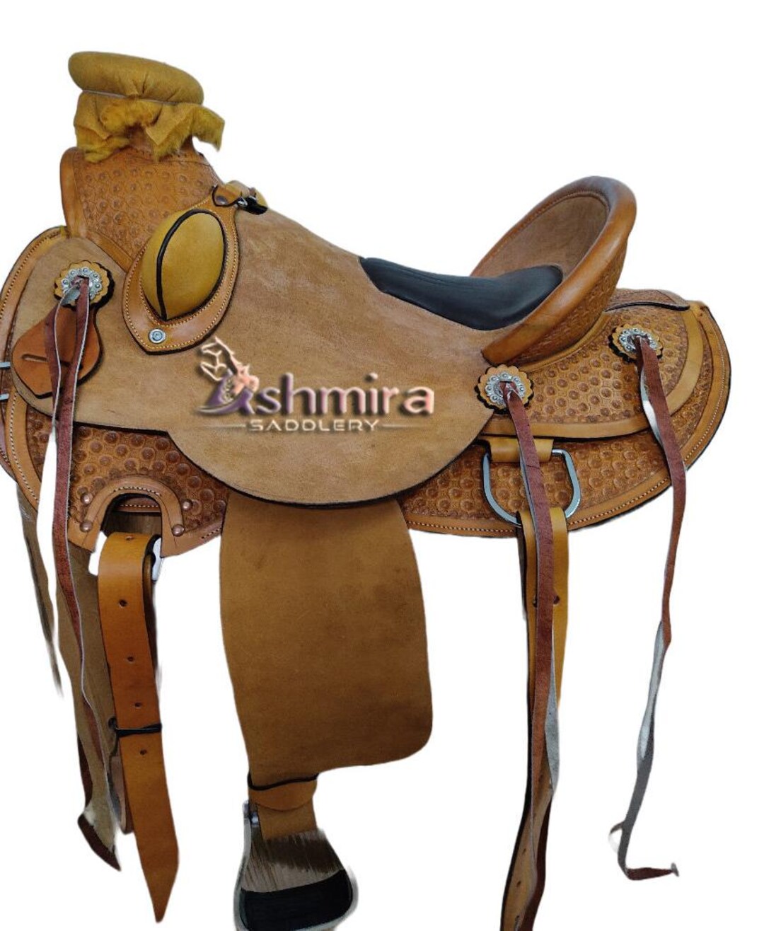 Western Rough Out Leather Ranch Roping Saddle, Wade Tree Horse Saddle ...
