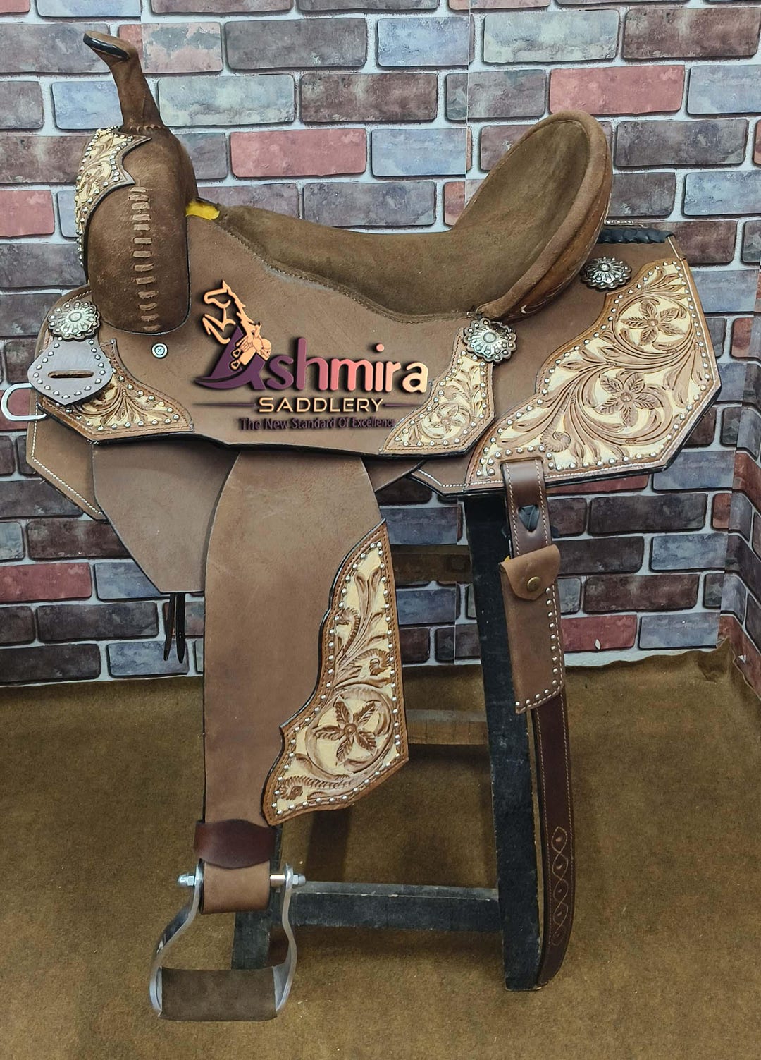 Western Horse Leather Saddle Sturdy Horn Hand Tooled Leather ...