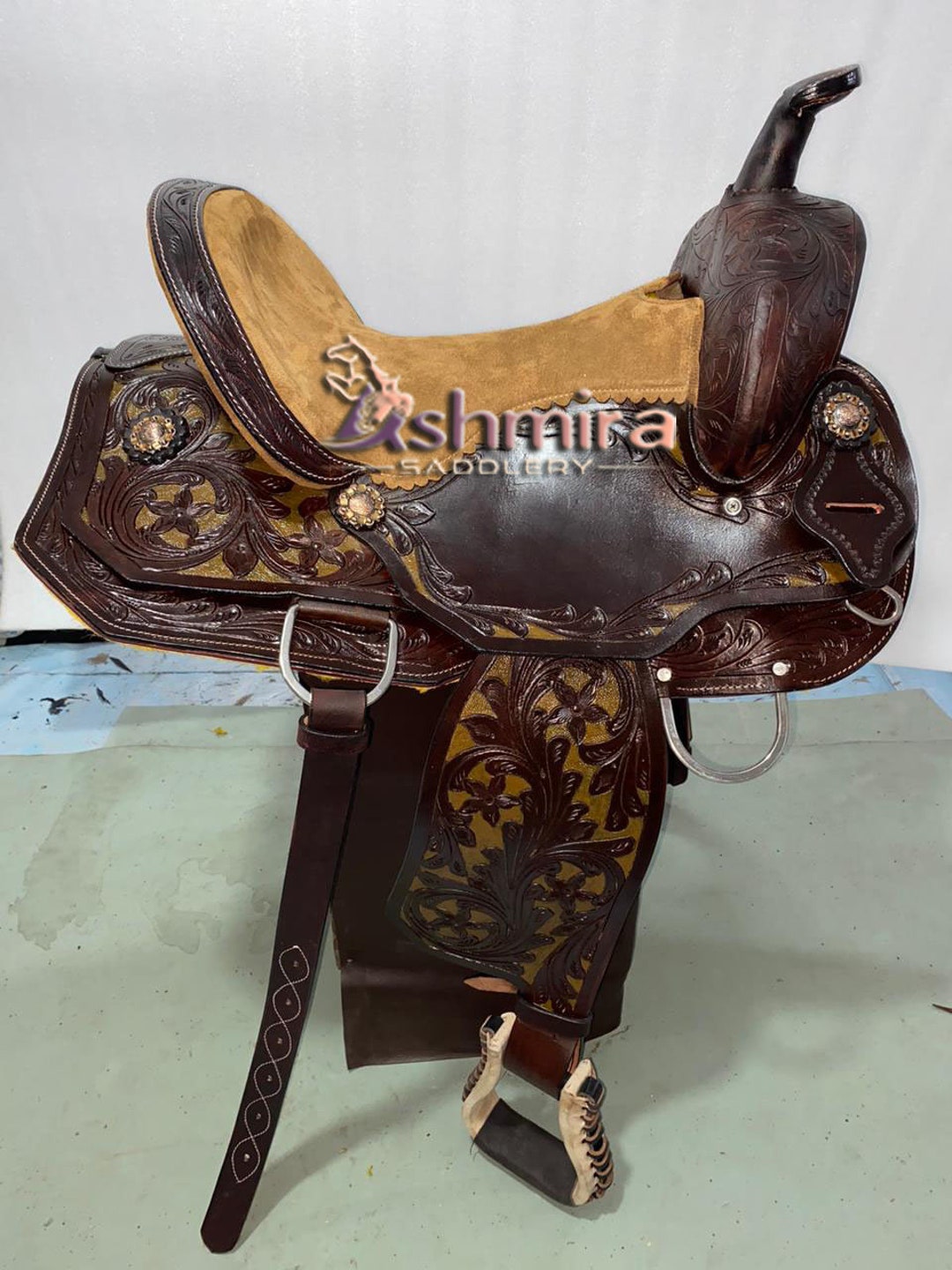 Western Premium Leather Quality Barrel Comfort Seat Horse Saddle With ...