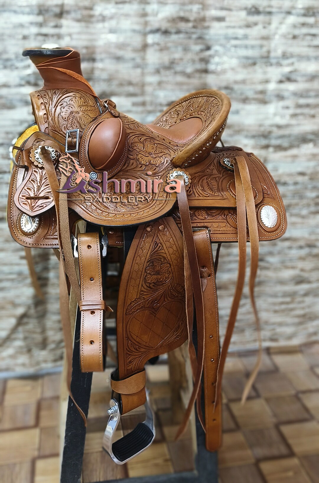 Premium Leather Western Wade Tree Hand Carved Ranch Saddle With Tack ...