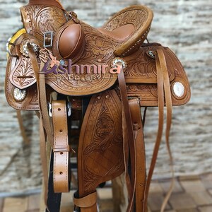 Premium Leather Western Wade Tree Hand Carved Ranch Saddle With Tack ...