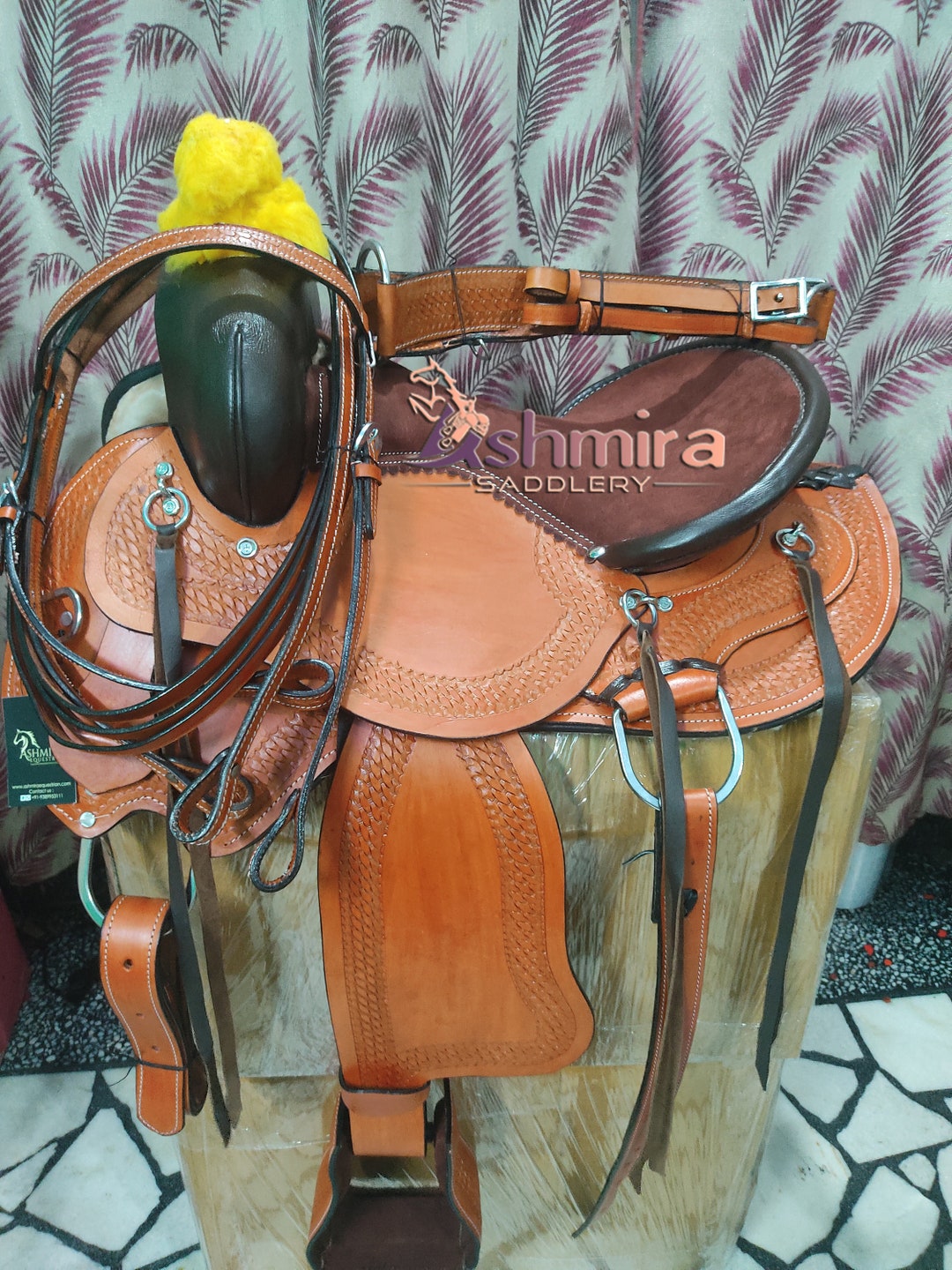 Western Close Contact Leather Barrel Saddle, Trail Pleasure Brown Horse ...