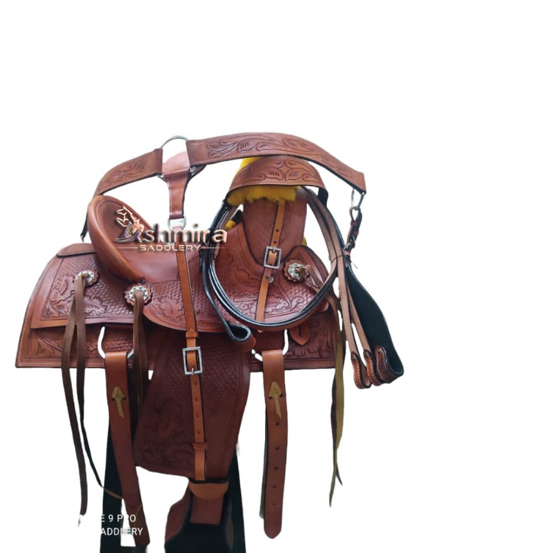 Western Ranch Roping Leather Horse Saddle Deep Seat Saddle With Tack ...