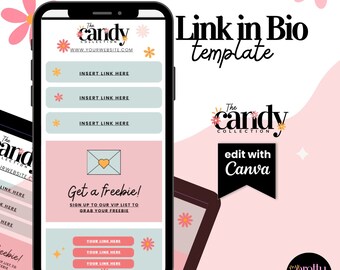 Link in Bio Page Template Canva, Editable Links Website, Instagram ...