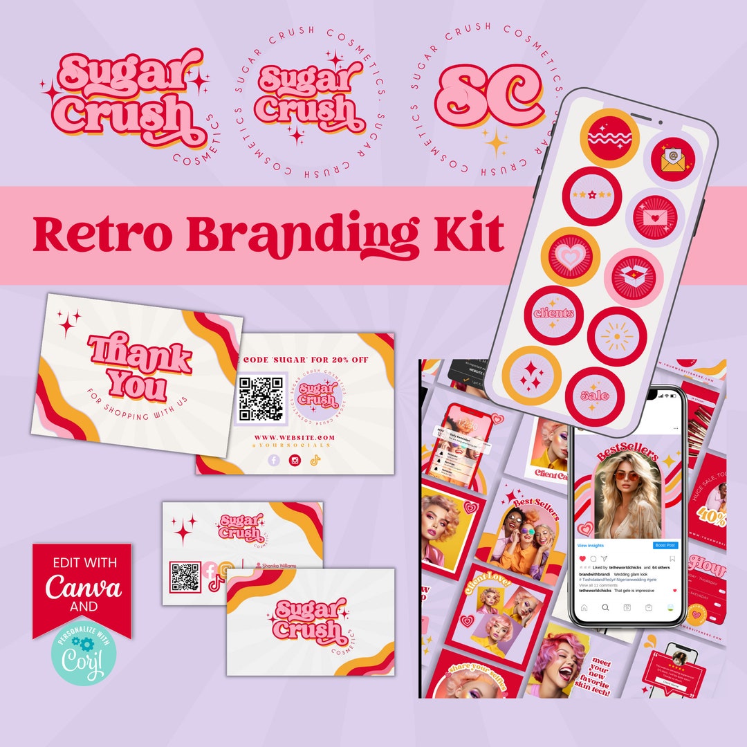 Retro Branding Kit Design for Small Business, Retro Branding Set ...