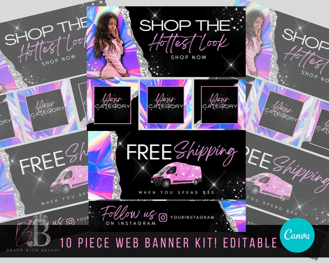 Website Banners, Editable Website Banners, Holographic Shopify Slider ...