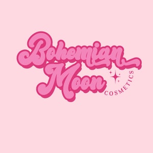 Pink Retro Logo, Funky Logo Branding Set, Beauty Logo Bundle, Boho ...