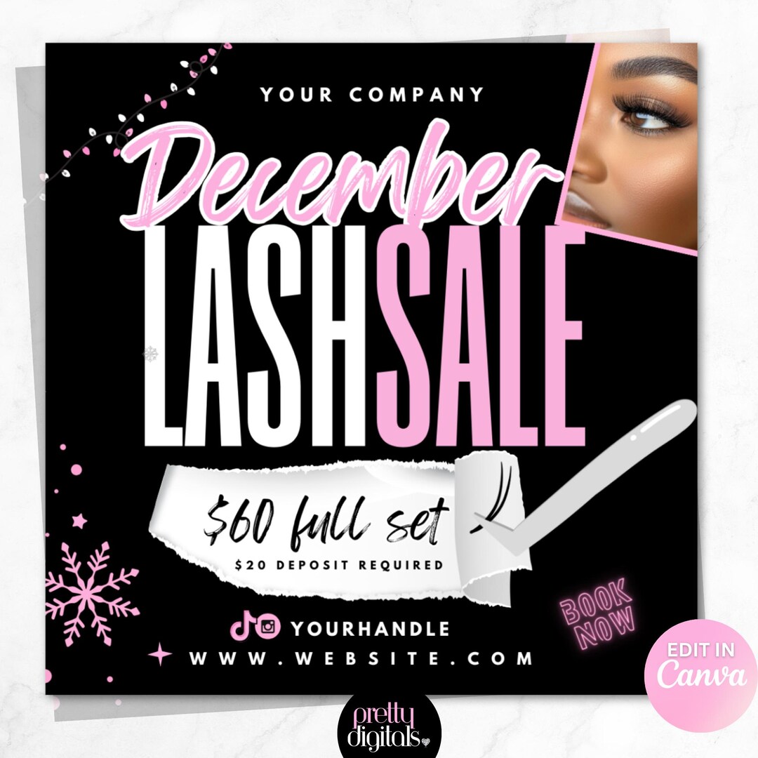 December Lash Sale Flyer, Editable in Canva Holiday Lash Flyer for ...