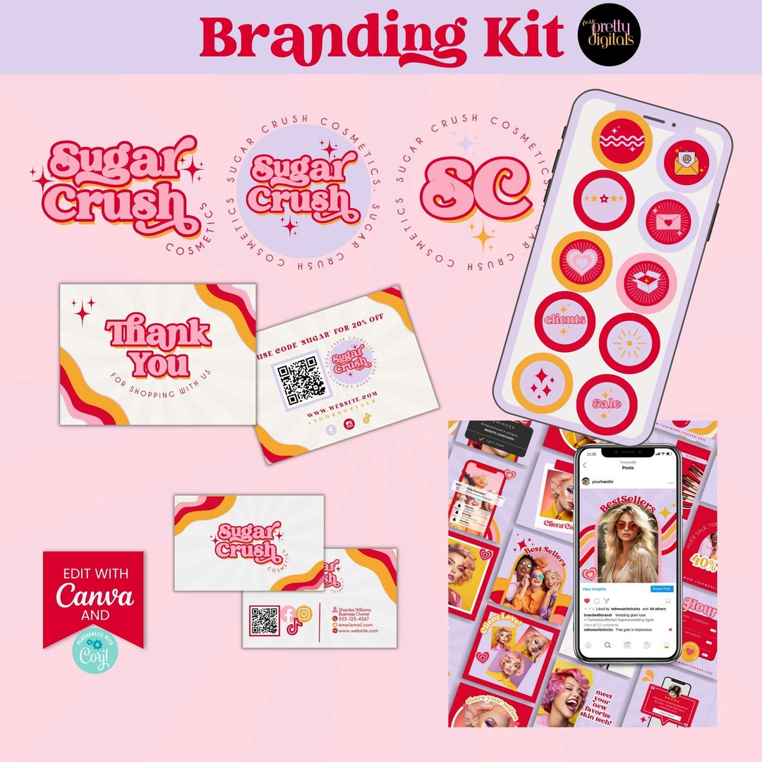 Retro Branding Kit Design for Small Business, Retro Branding Set ...