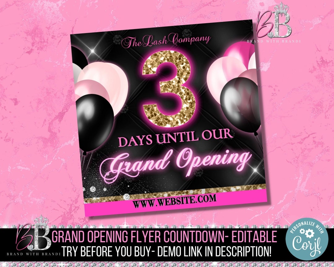 Grand Opening Flyer, Grand Opening Countdown Template, Gold Website ...