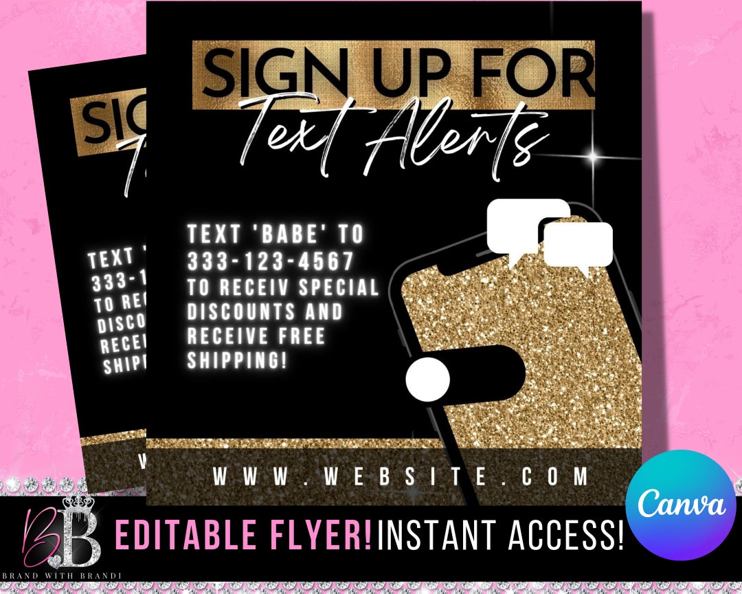 Sign up for Text Alerts Flyer, Editable Text Alerts Canva Template ...
