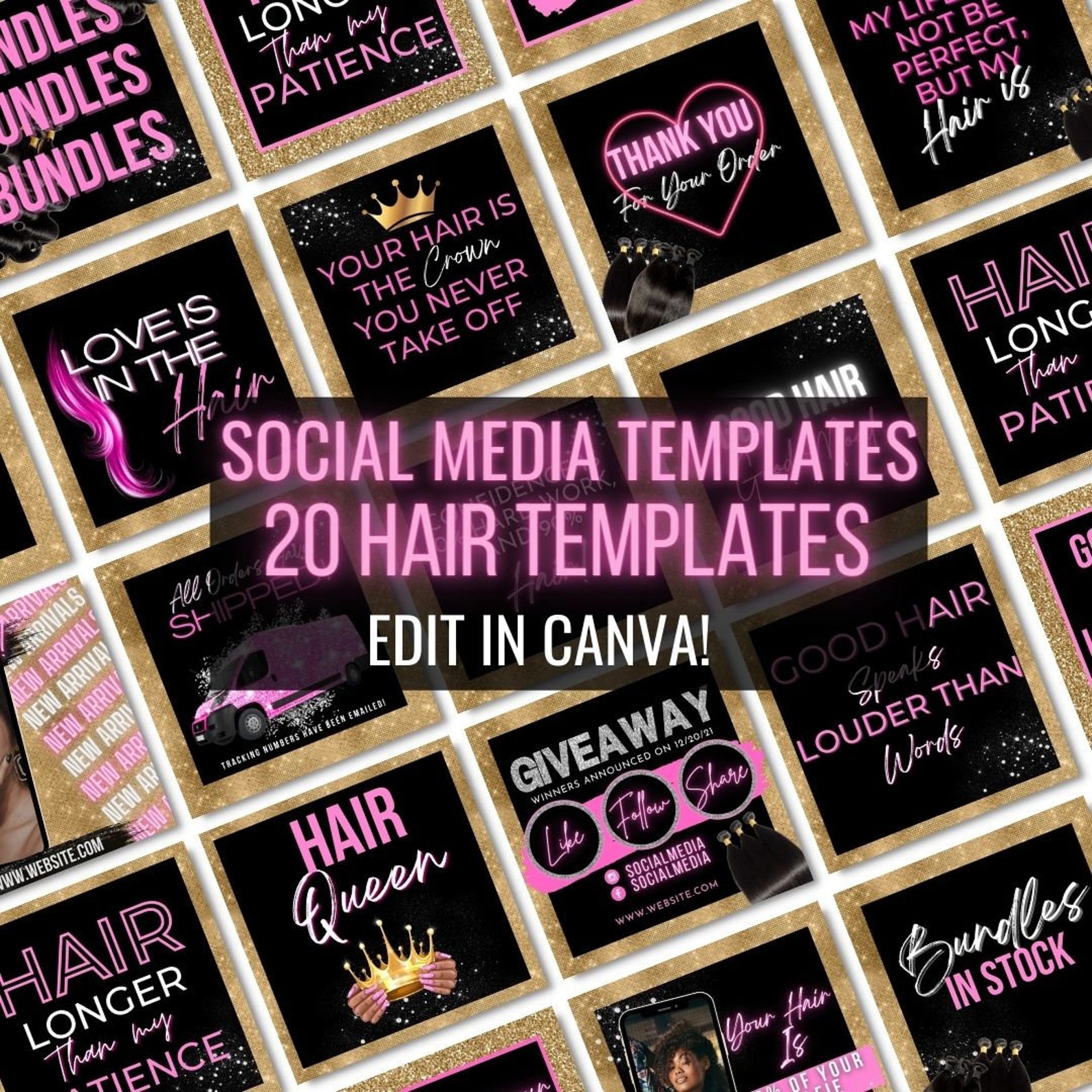Hair Flyers Hair Instagram Posts Hair Bundle Flyers Hair - Etsy