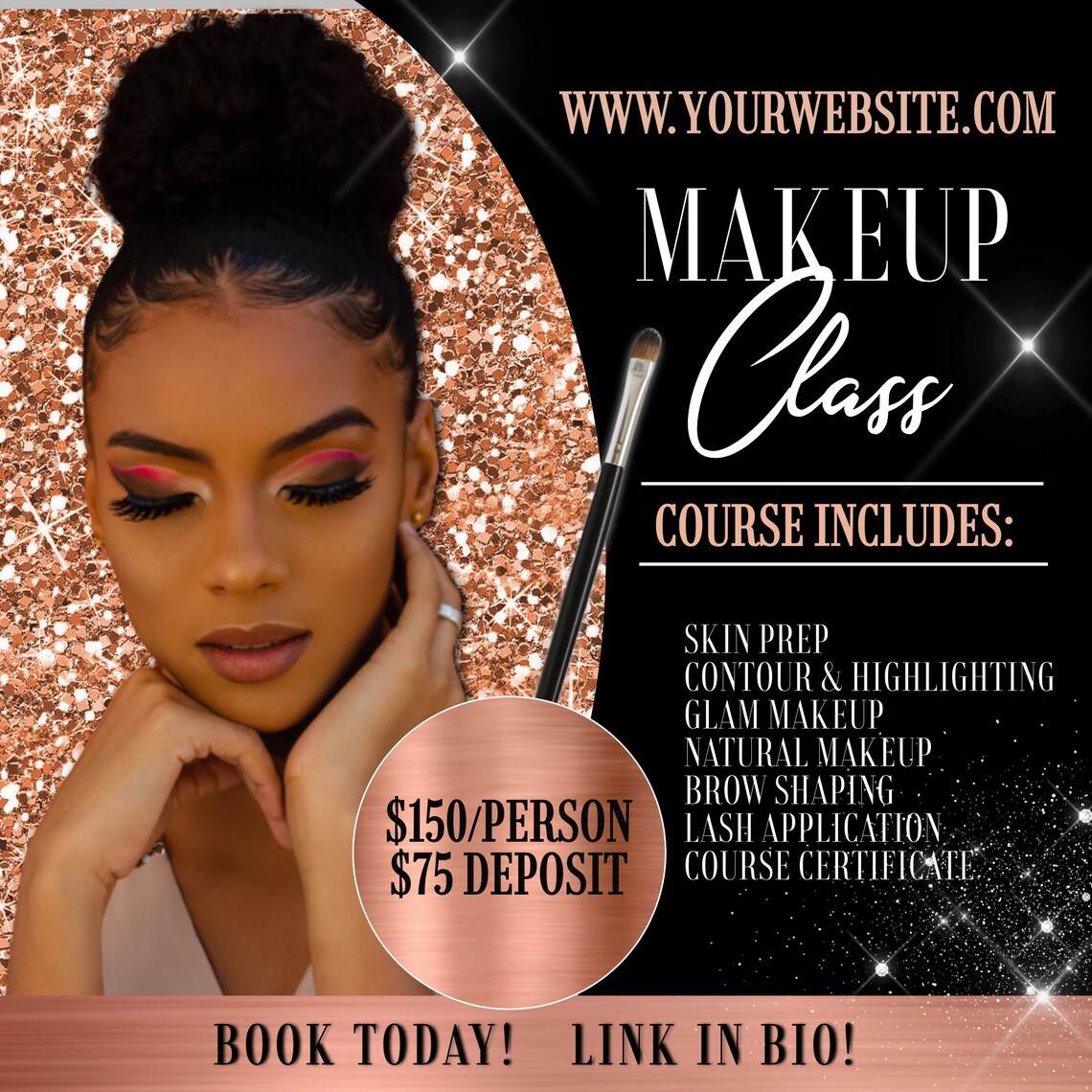 Makeup Class Flyer, Makeup Tutorial E-flyer, Training Class Flyer ...