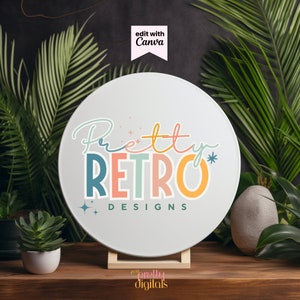 Retro Logo Design - Editable Canva Logo Template - DIY Groovy/funky ...