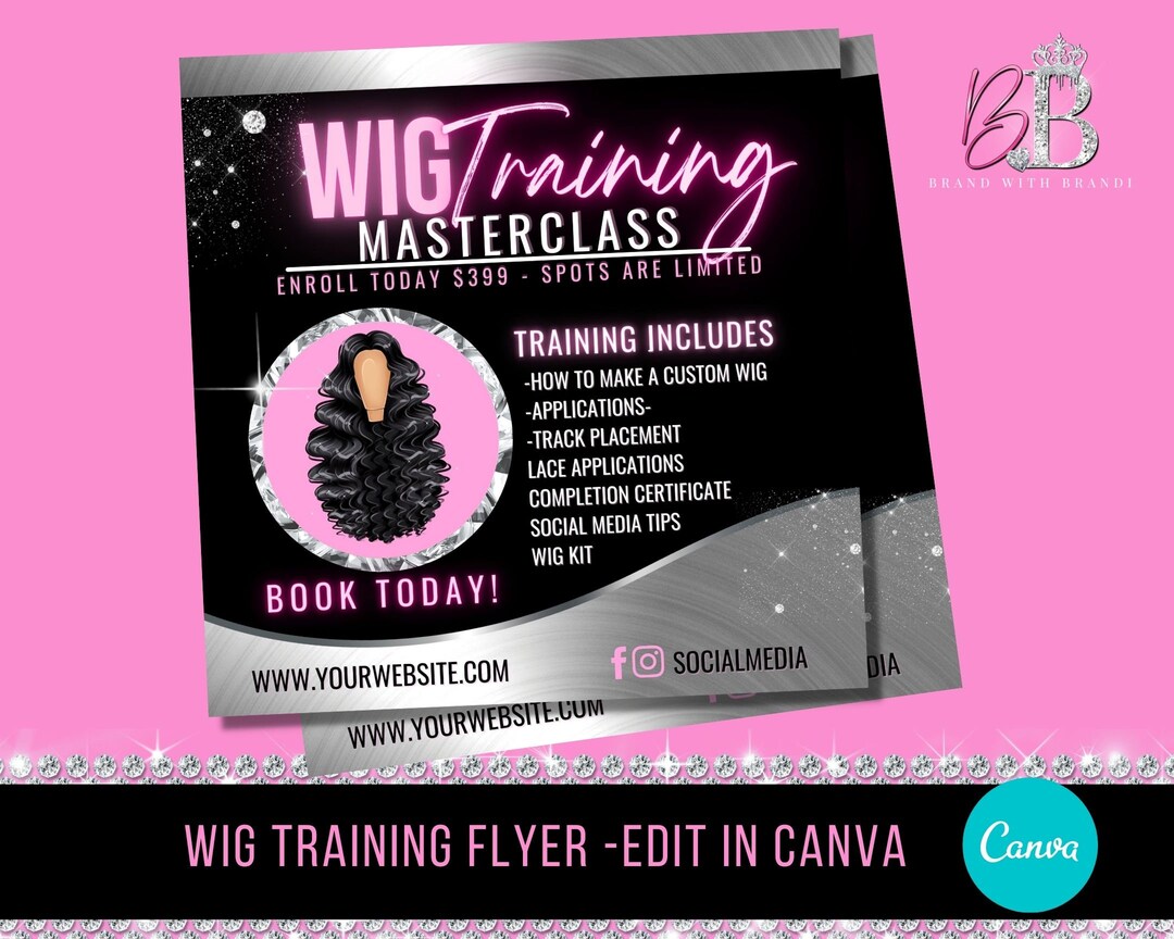 Hair Training Flyer, Canva Social Media Flyer, Wig Class Training ...
