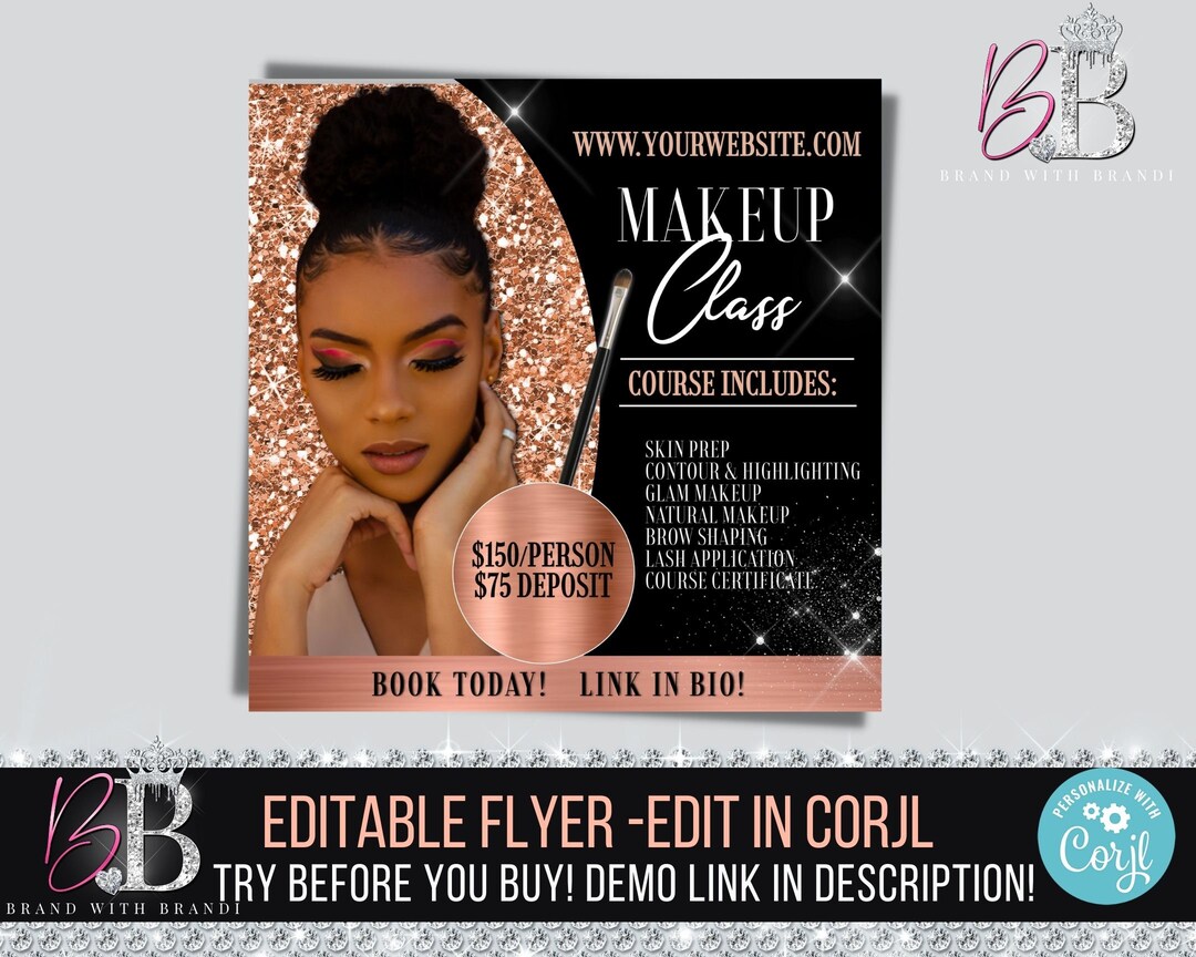 Makeup Class Flyer, Makeup Tutorial E-flyer, Training Class Flyer ...