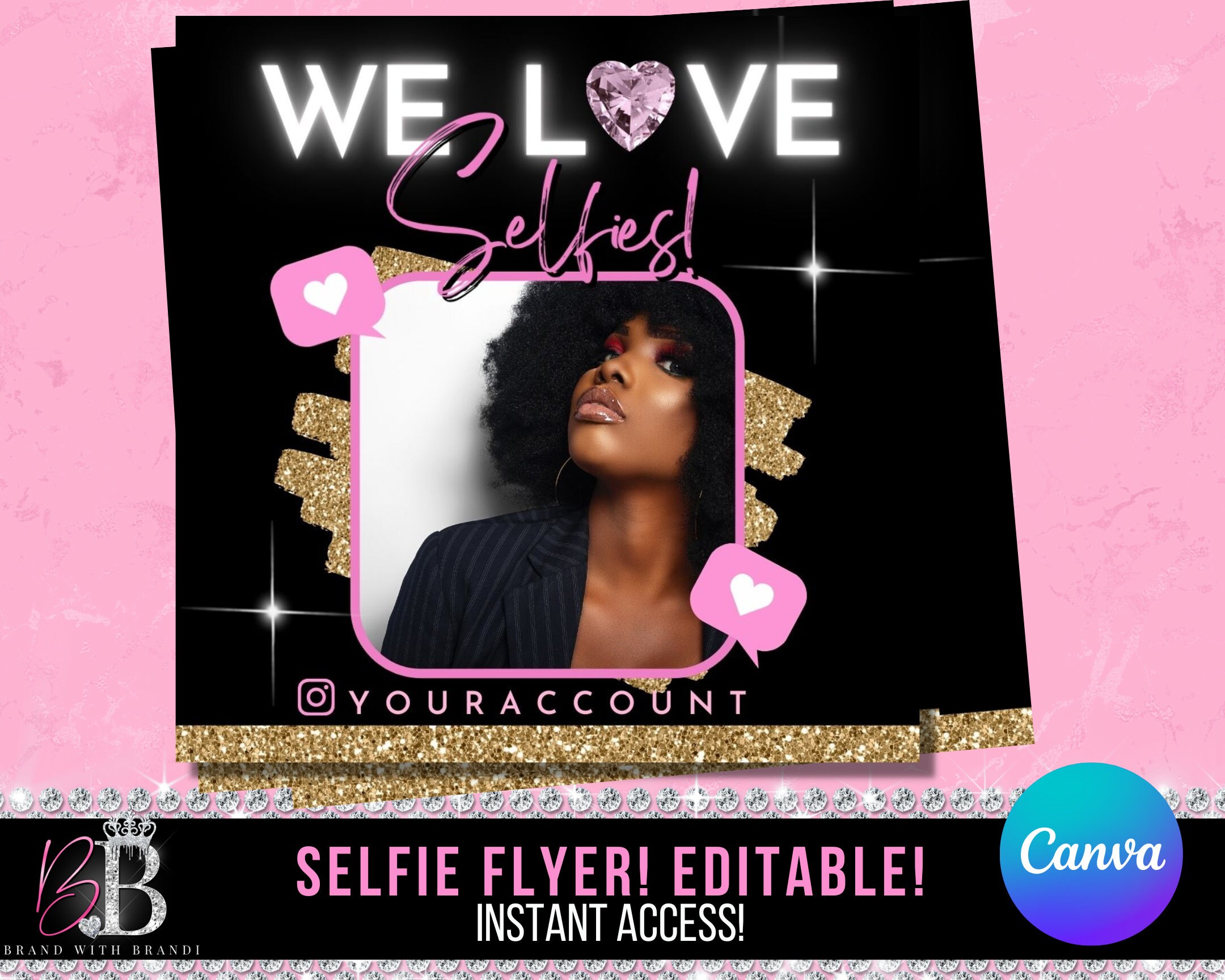 Selfie Flyer Editable We Love Selfie Template Tag Us Social - Etsy