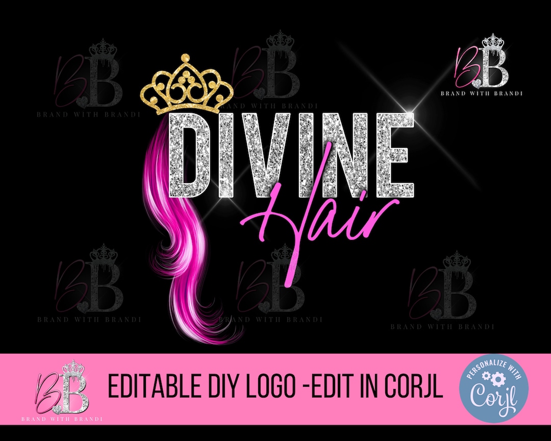 DIY Hair Logo, Editable Hair Logo, Wig Logo Design, Premade Beauty Logo ...