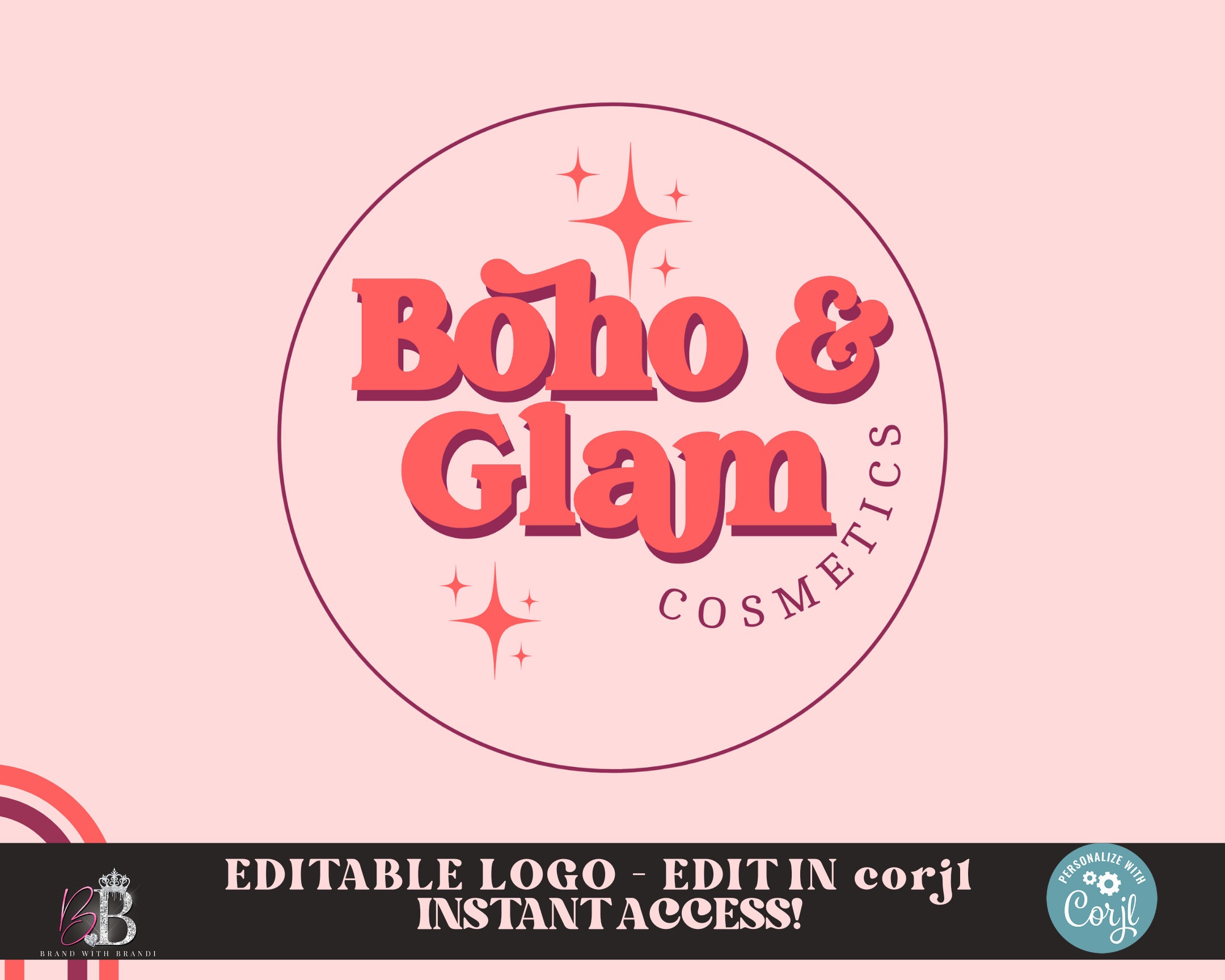 Retro Logo Groovy Logo Branding Set DIY Beauty Logo Bundle - Etsy