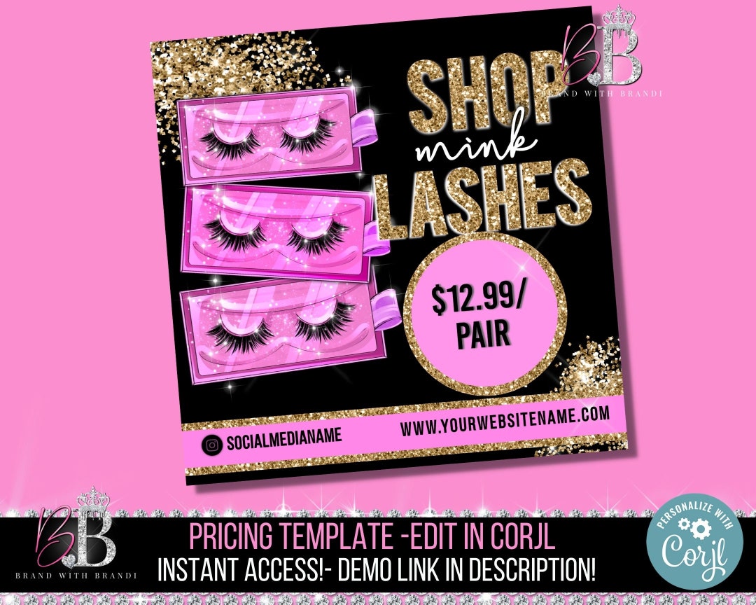 Lash Flyer, Eyelash Sale Flyer, Editable Sale Template, Eyelash ...