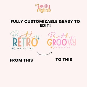Retro Logo Design - Editable Canva Logo Template - DIY Groovy/funky ...