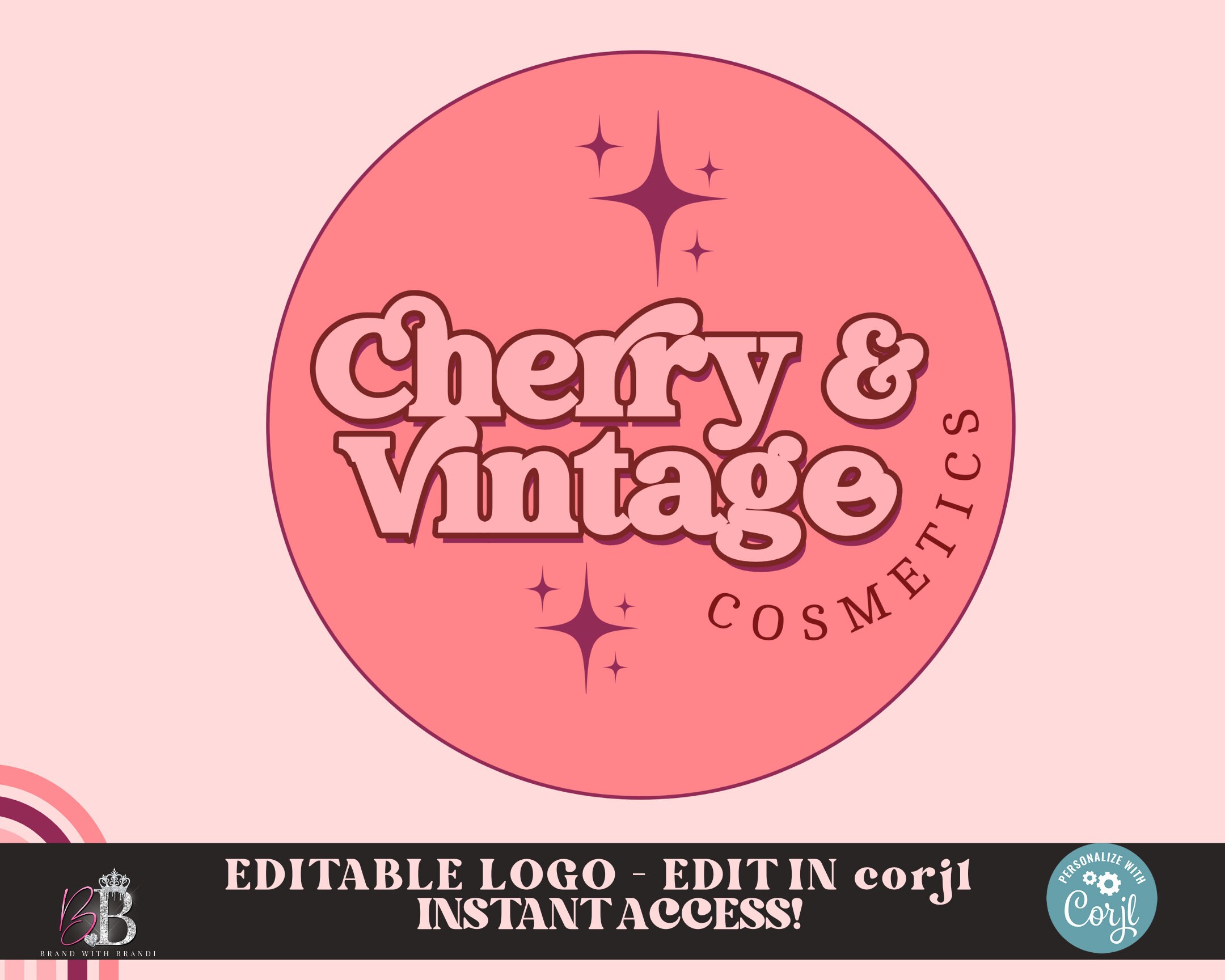 Boho Logo Design DIY Retro Logo Branding Set DIY Beauty Logo - Etsy