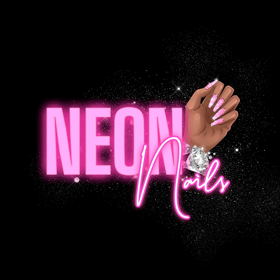 Nail Logo Design, DIY Nail Salon Logo, Neon Nail Salon Logo Template ...