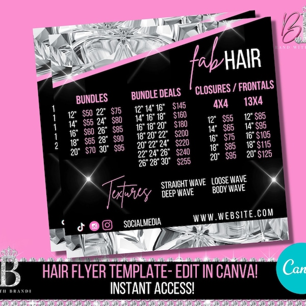 Hair Price List Template Canva - Etsy