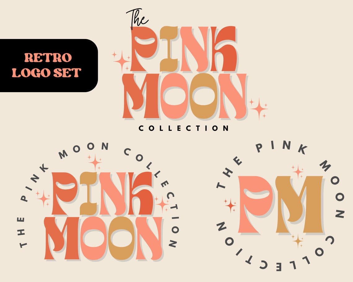 Retro Logo Design Funky Logo Set Beauty Logo Bundle Boho - Etsy