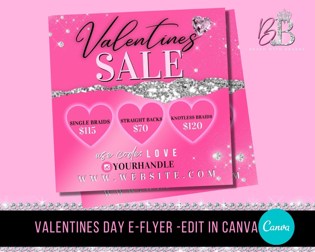 Valentines Day Flyer, Valentines Day Sale Template, Canva Valentines ...