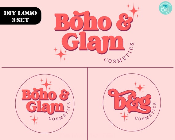 Retro Logo Groovy Logo Branding Set DIY Beauty Logo Bundle - Etsy