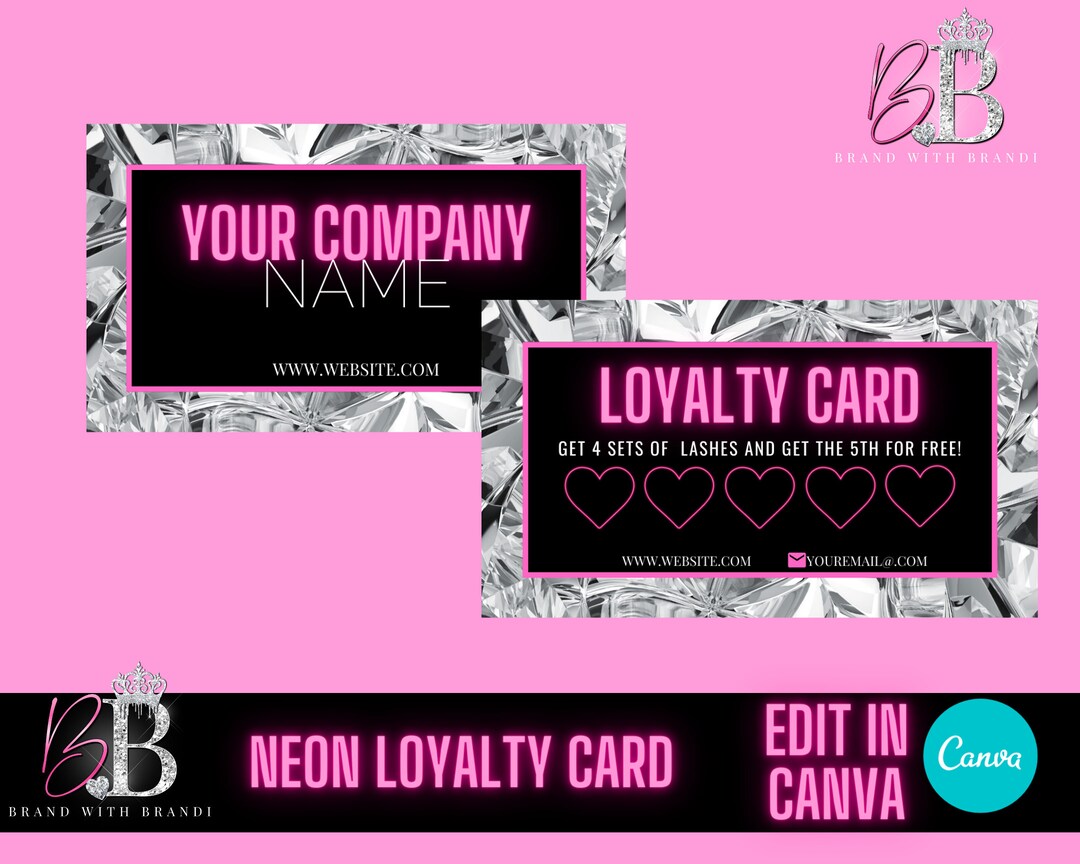 Neon DIY Loyalty Card Design, Feminine Beauty Loyalty Card, Lash ...