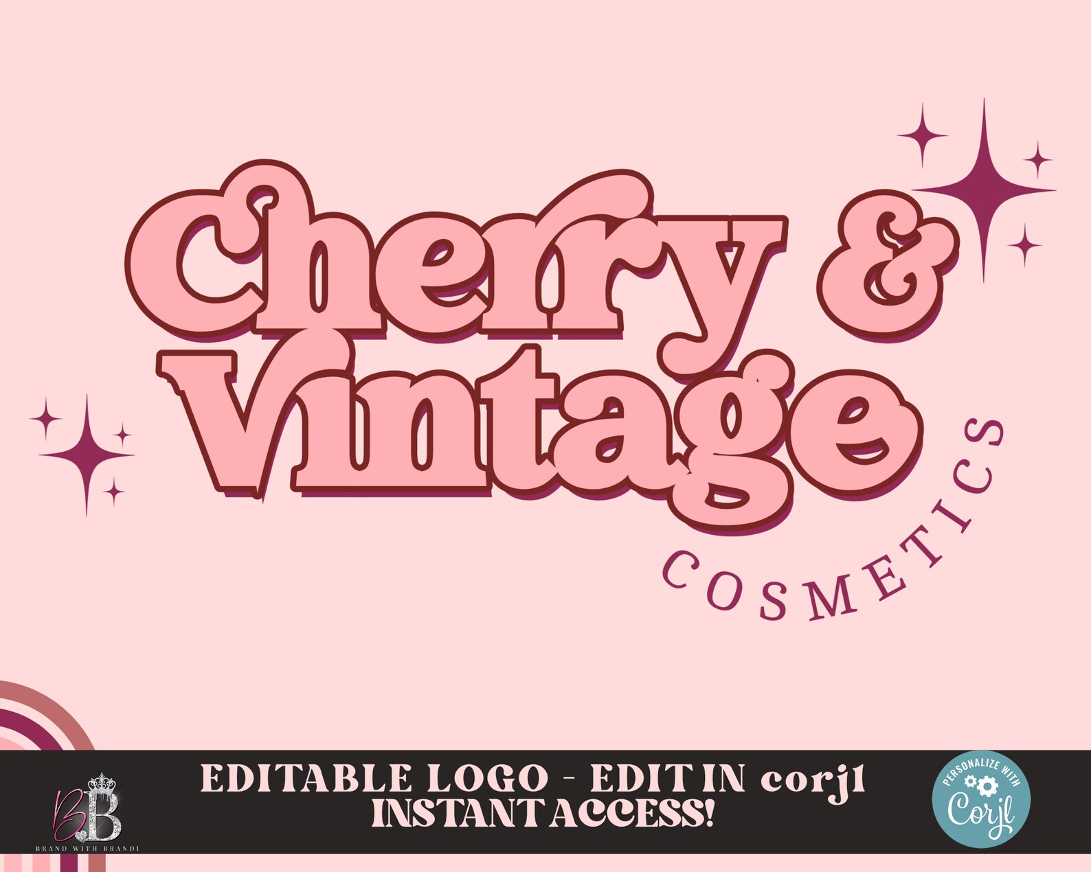 Boho Logo Design DIY Retro Logo Branding Set DIY Beauty Logo - Etsy