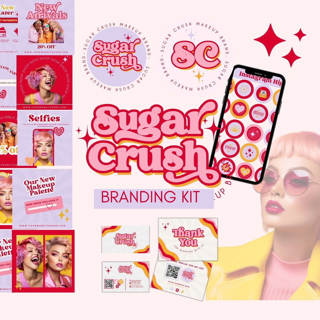 Retro Branding Kit Design for Small Business, Retro/boho Branding Set ...