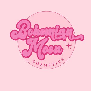 Pink Retro Logo, Funky Logo Branding Set, Beauty Logo Bundle, Boho ...