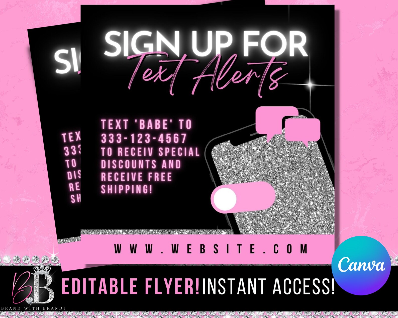 Text Alerts Template Editable Flyer Template Canva Template - Etsy