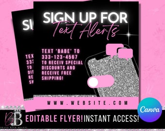 Text Alerts Template, Editable Flyer Template, Canva Template, Sign up ...
