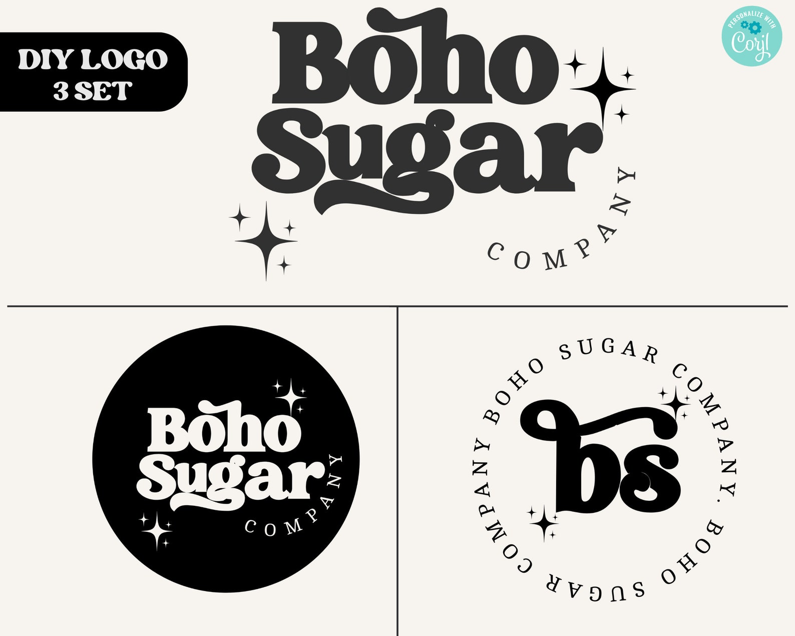 Logo Design, DIY Retro Boho Logos, DIY Beauty Logo Bundle, Vintage Logo ...
