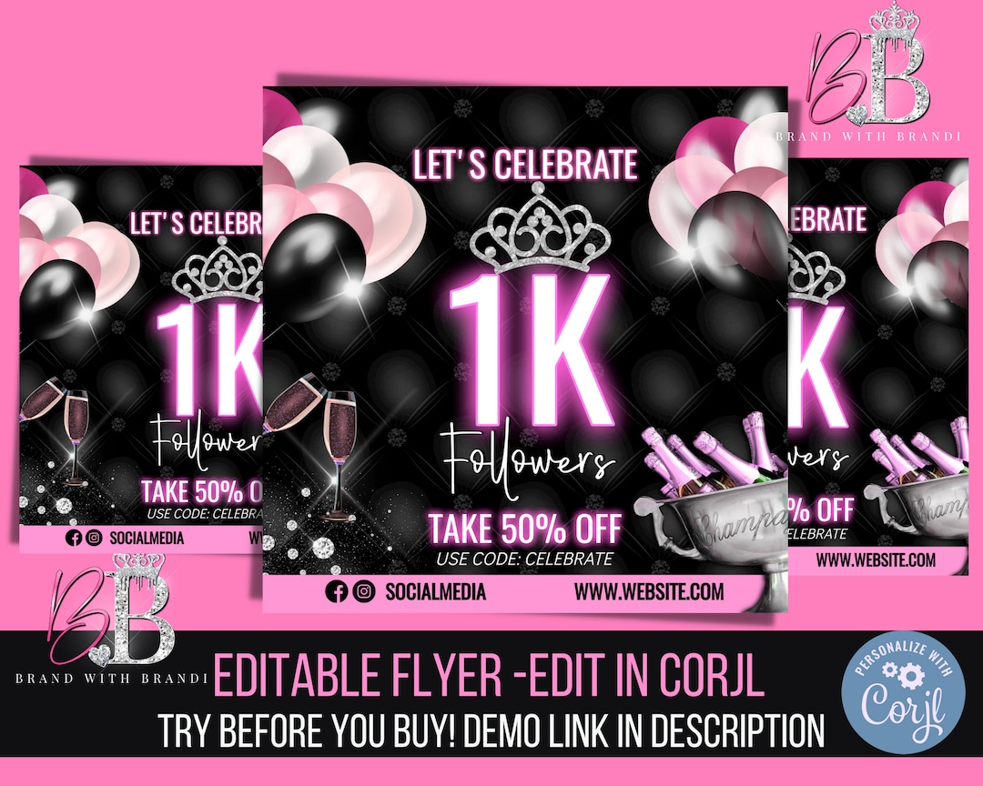 Celebration Flyer, Let's Celebrate Template, Followers Flyer ...