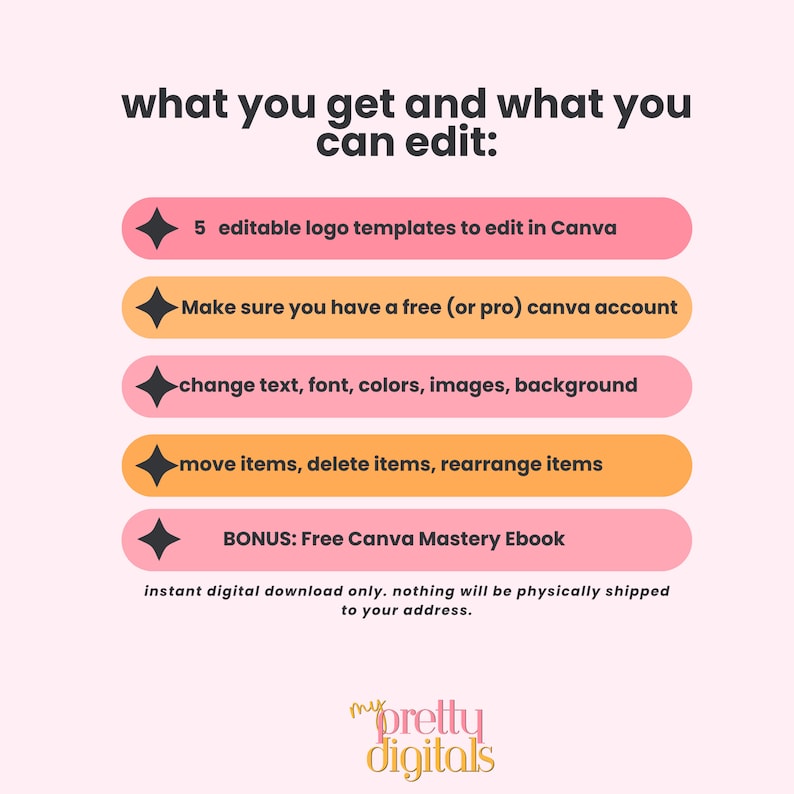 Retro Logo Design - Editable Canva Logo Template - DIY Pink Logo Set ...