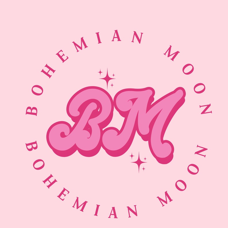 Pink Retro Logo, Funky Logo Branding Set, Beauty Logo Bundle, Boho ...