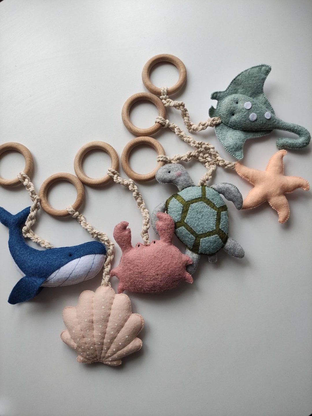 Baby Play Gym Toys Whale Nursery Accessory Montessori Toys Hanging Felt ...