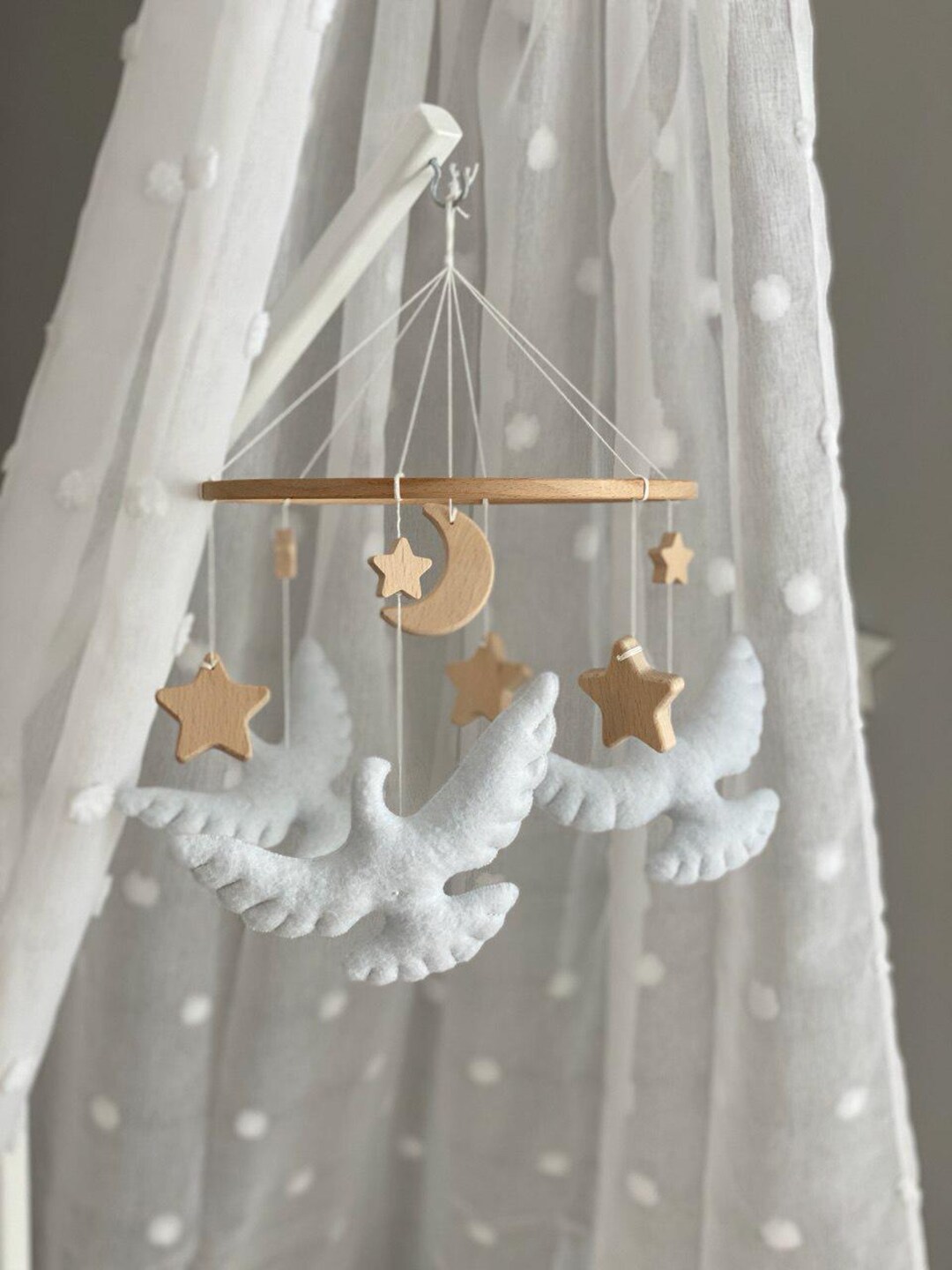 Baby Mobile Nursery Dove, Felt White Dove, Dove of Peace, Mobile Birds ...