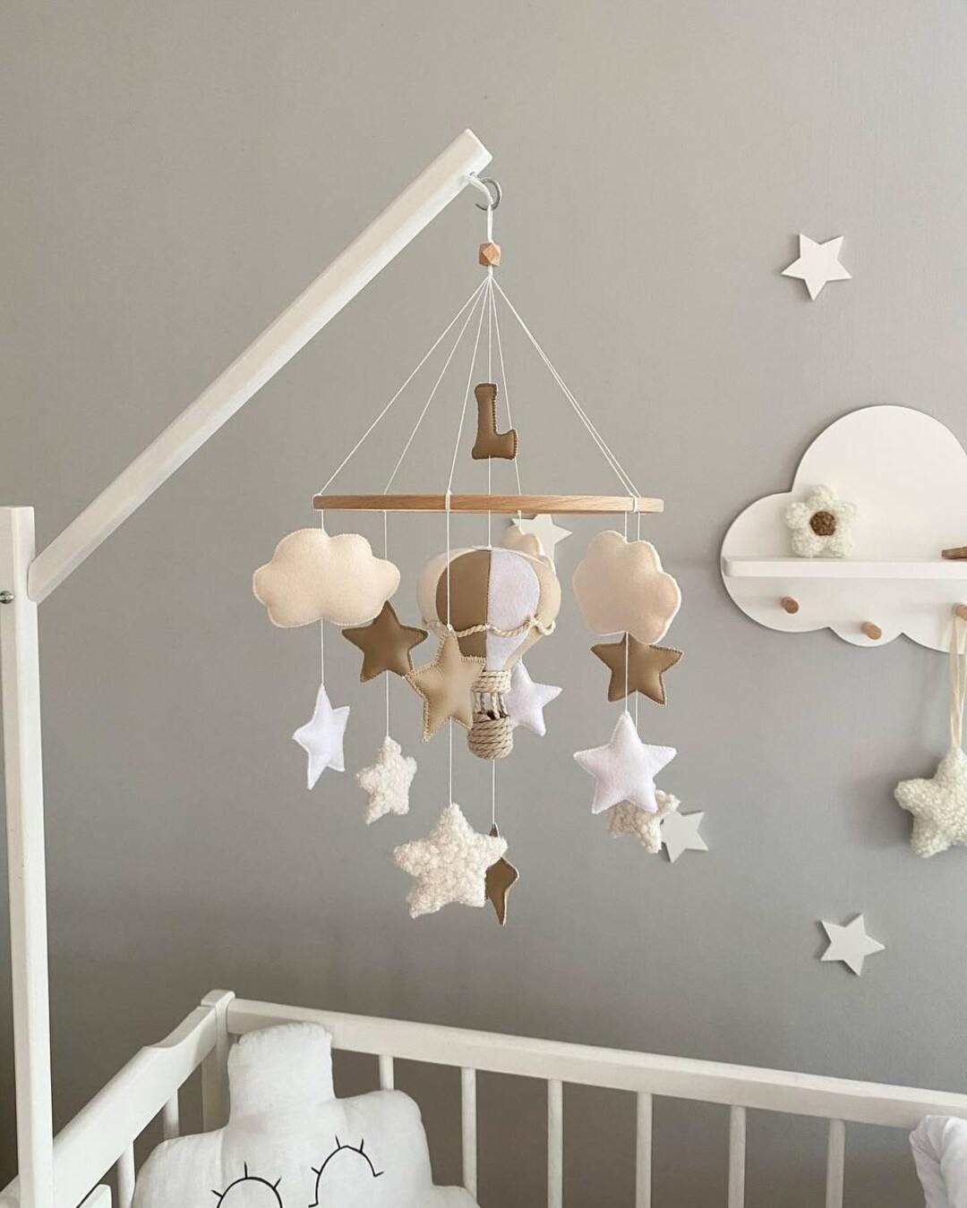 Hot Air Balloon, Crib Baby Mobile, Baby White Mobile, Felt Mobiles ...