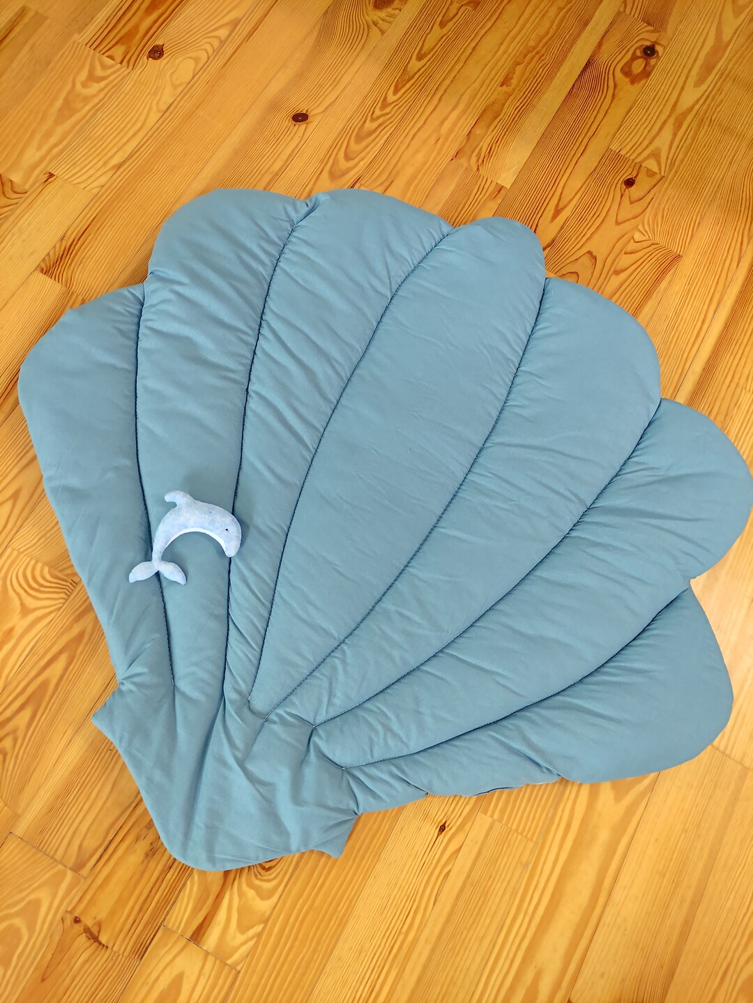Baby Floor Mat Leaf Play Mat Blue Nursery Mat Cotton Leaf Mat Baby Room ...